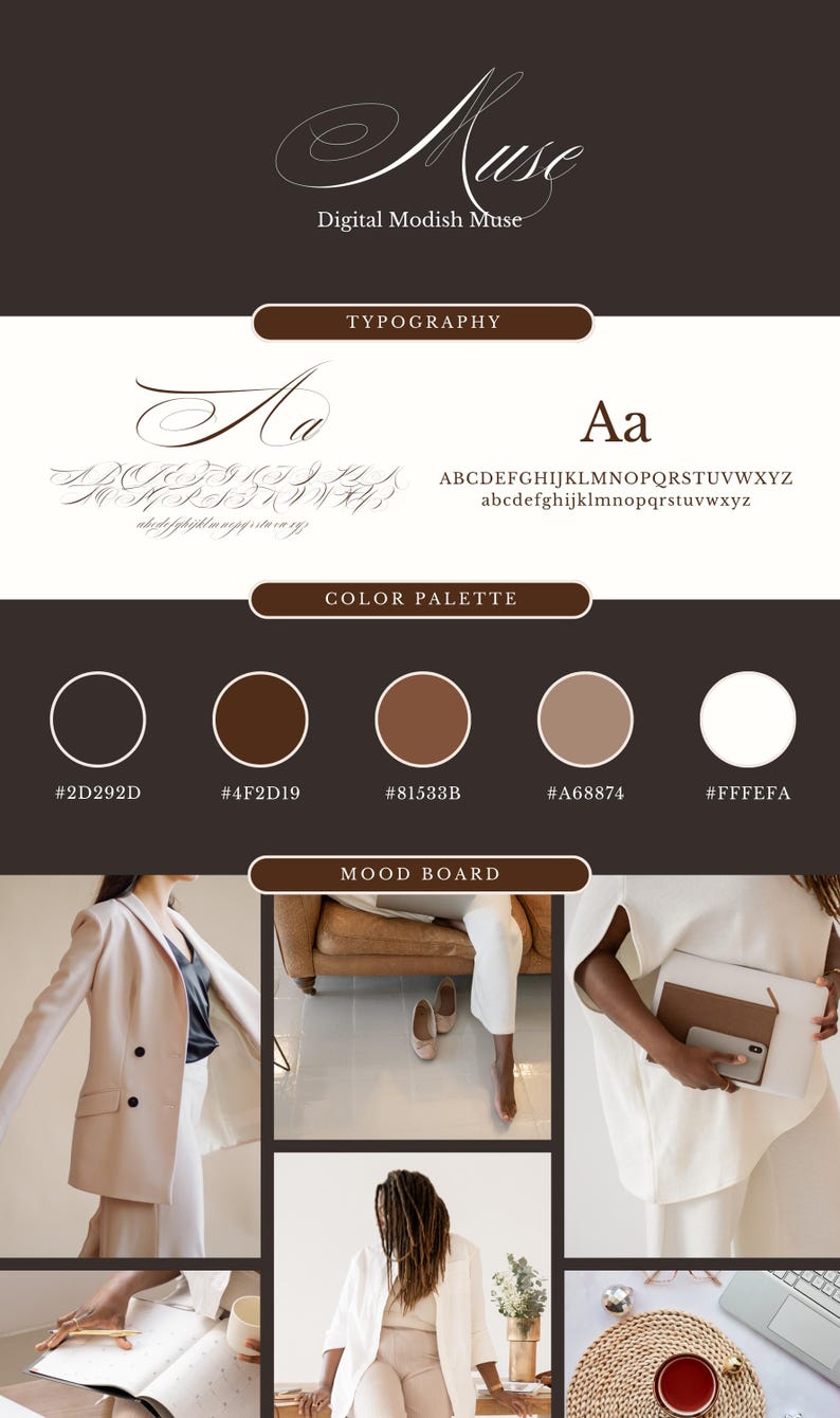 Minimalist Brand Board, Canva Branding Template, Aesthetic Moodboard, Editable Brand Kit, Modern ...