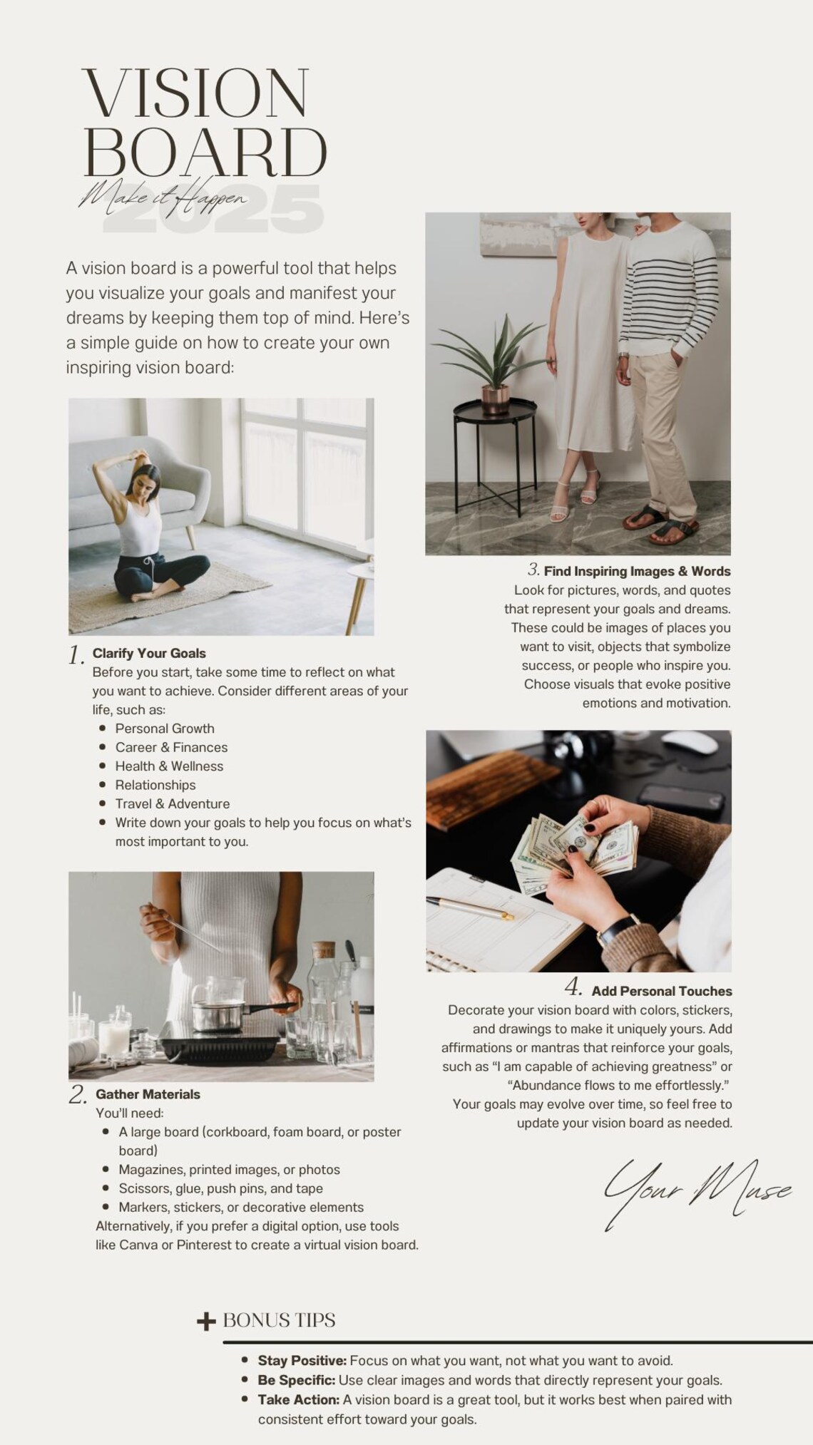 Vision Board Guide Digital Download, Vision Board Inspiration, Manifest ...