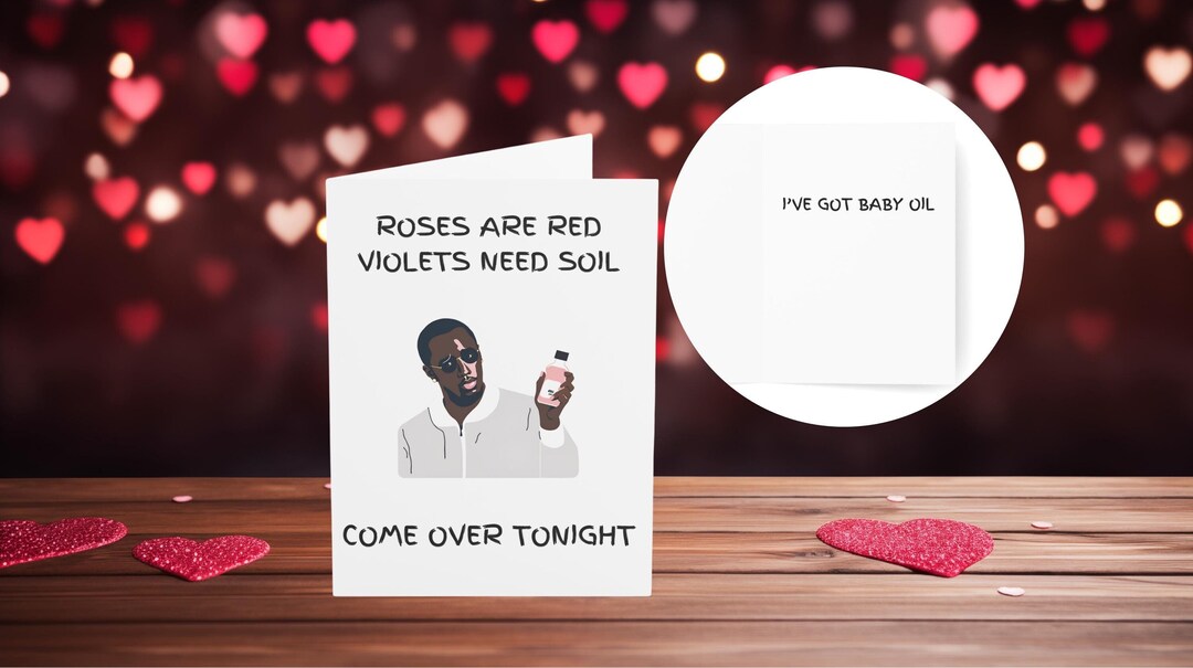 Diddy Funny Greeting Card 'i've Got Baby Oil', Valentine's Day Card for ...