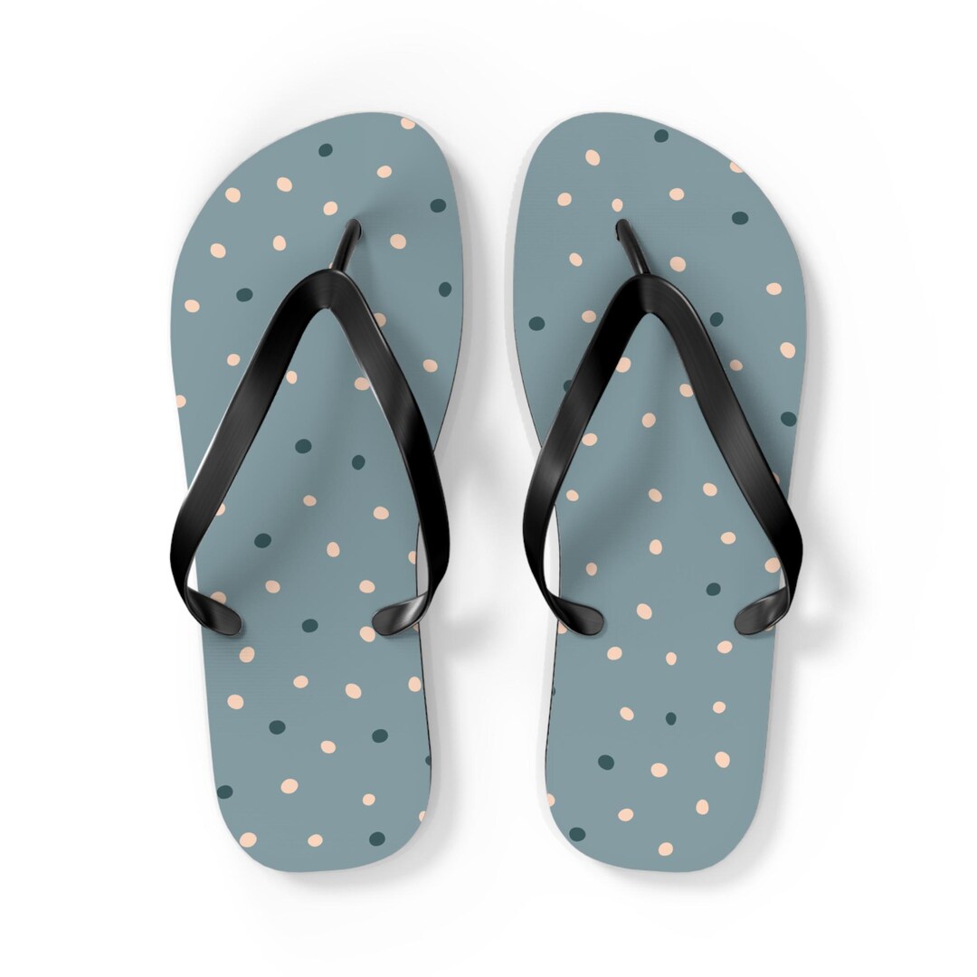 Polka Dot Flip Flops for Summer, Beachwear, Vacation Sandals, Casual ...