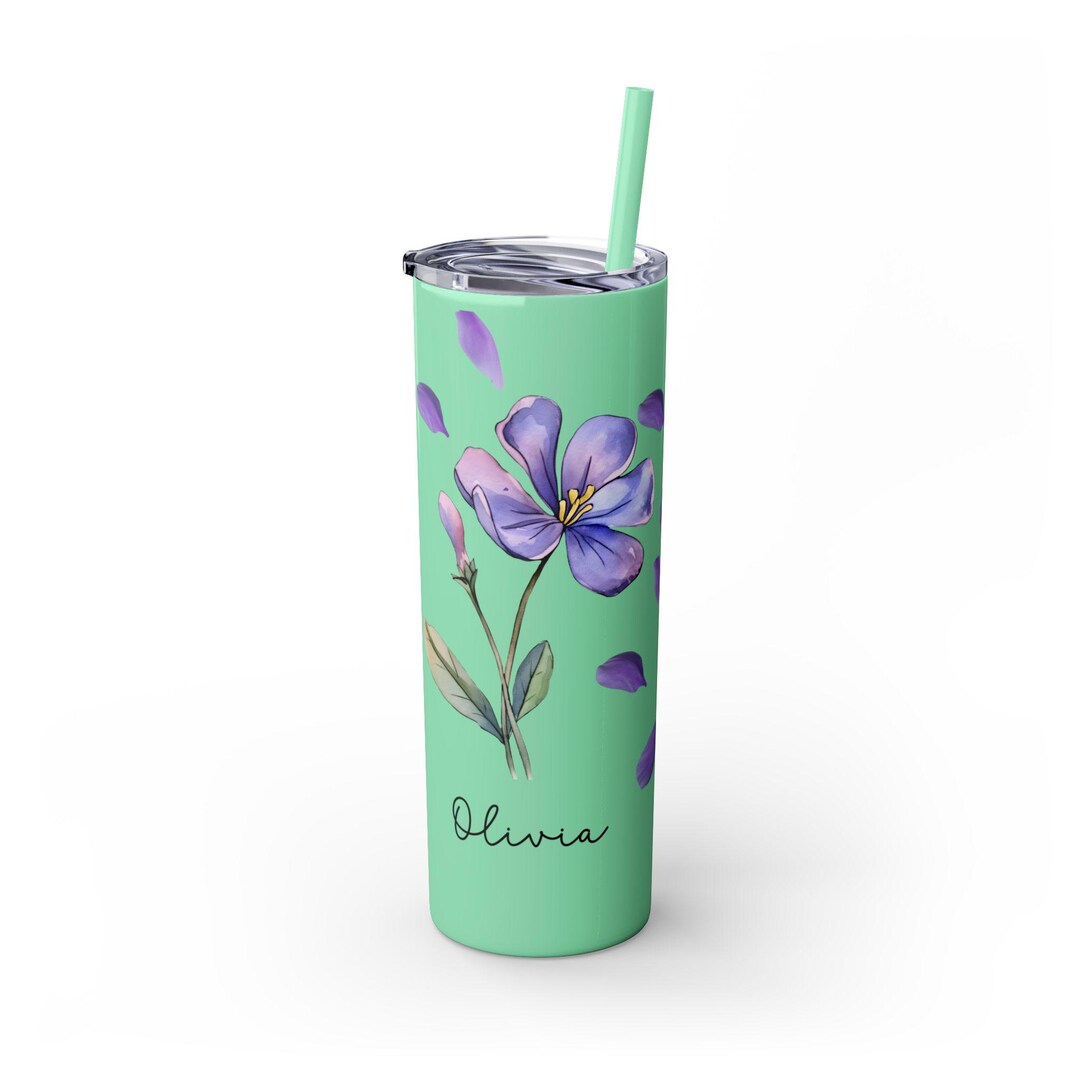 Personalized Birth Flower Tumbler With Straw, 20oz, Gift for Her ...