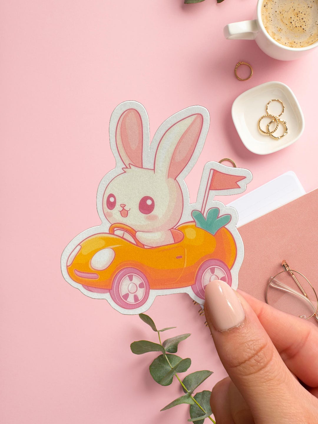 Bunny in Carrot Car Sticker - Waterproof Vinyl Decal 3.3" X 2.8" - Etsy