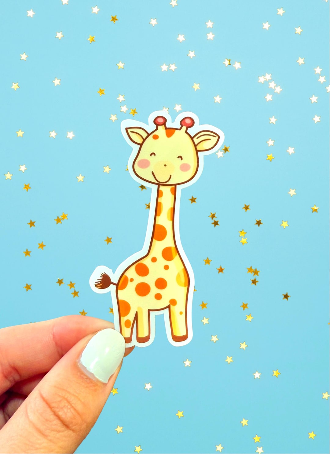 Vinyl Baby Giraffe Sticker - Cute Cartoon Giraffe With Rosy Cheeks ...