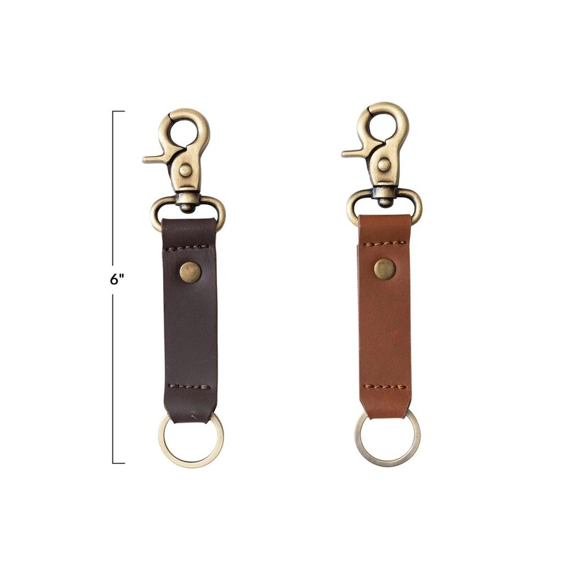 Leather & Metal Keychain, 2 Colors - Etsy