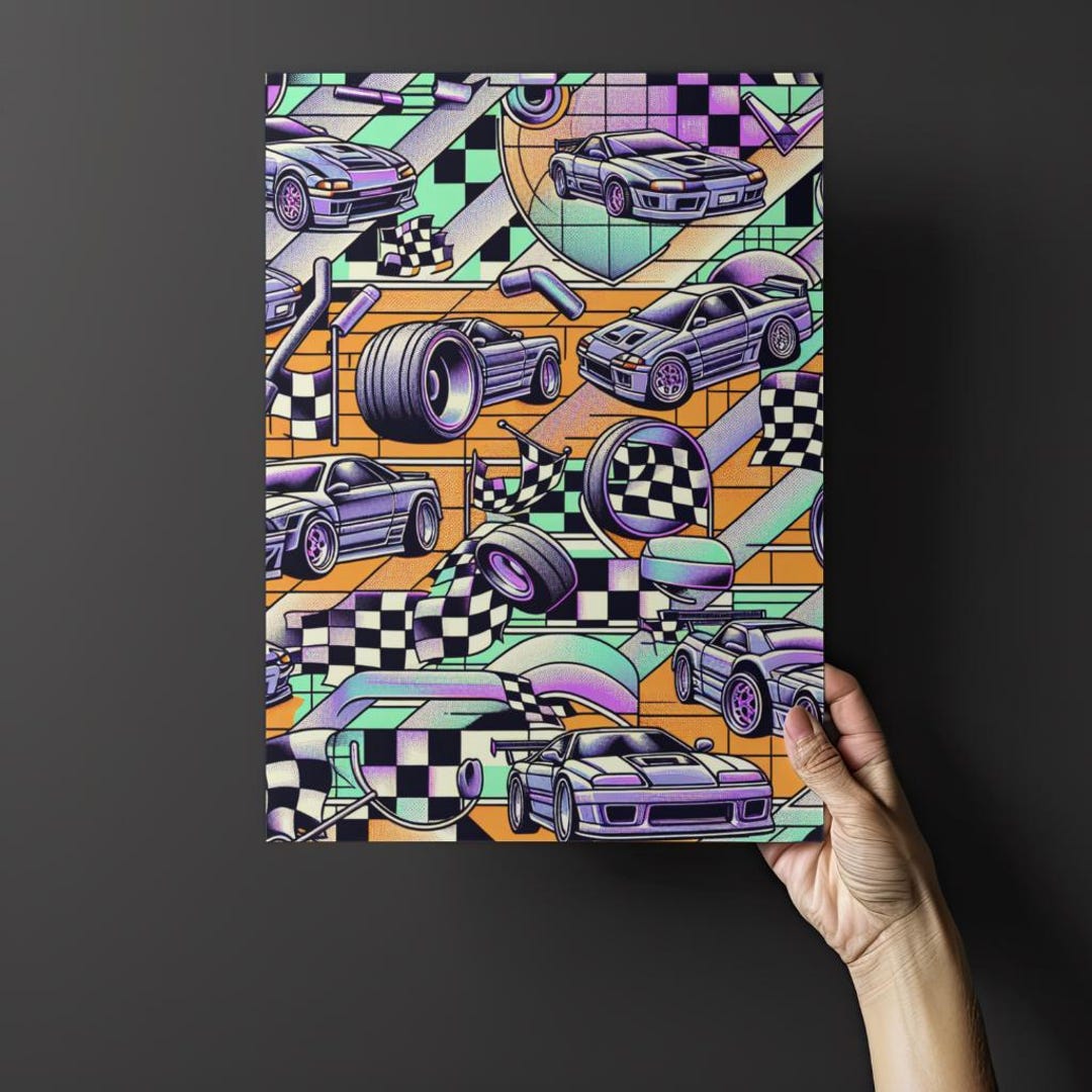 Y2K Racing Circuit Wallpaper, Futuristic Neon Design for Iphone/ipad ...