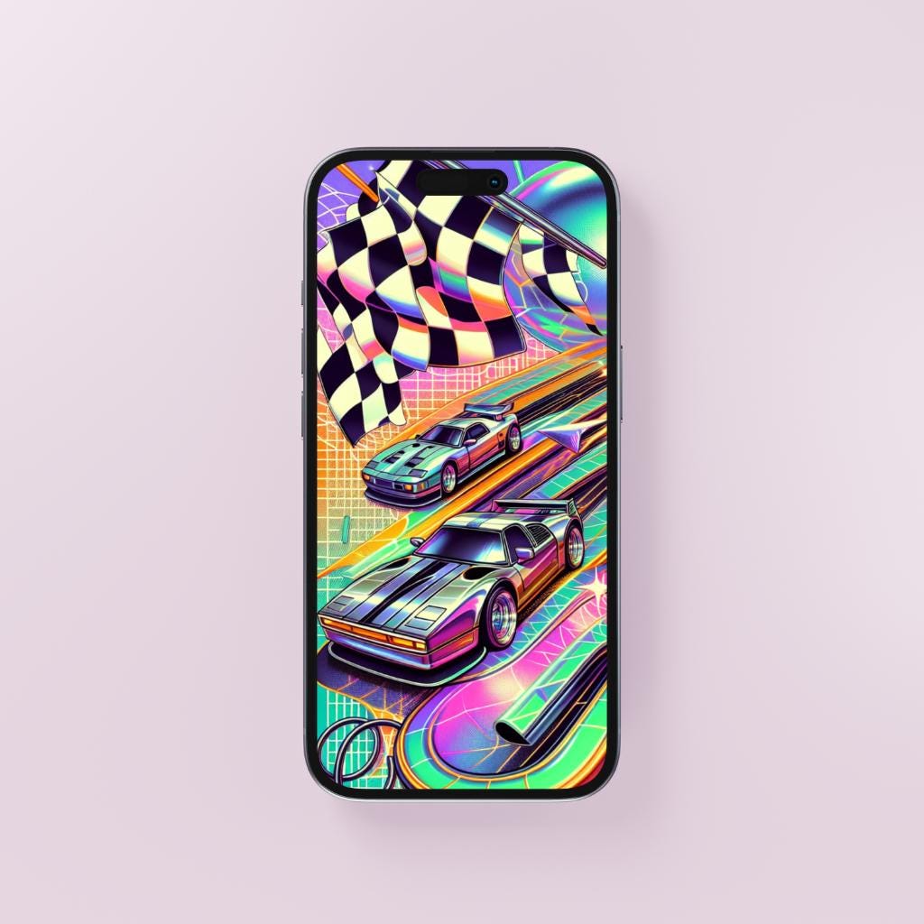 Y2K Racing Circuit Wallpaper, Futuristic Race Car Design for Iphone ...