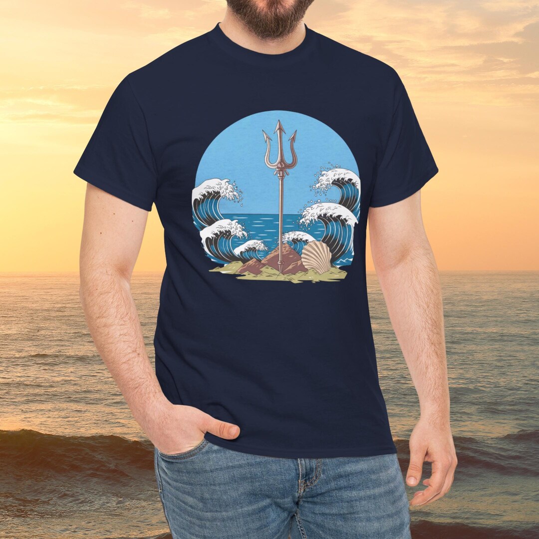 Poseidon's Trident Greek Mythology Shirt, Japanese Wave Style, Men's ...