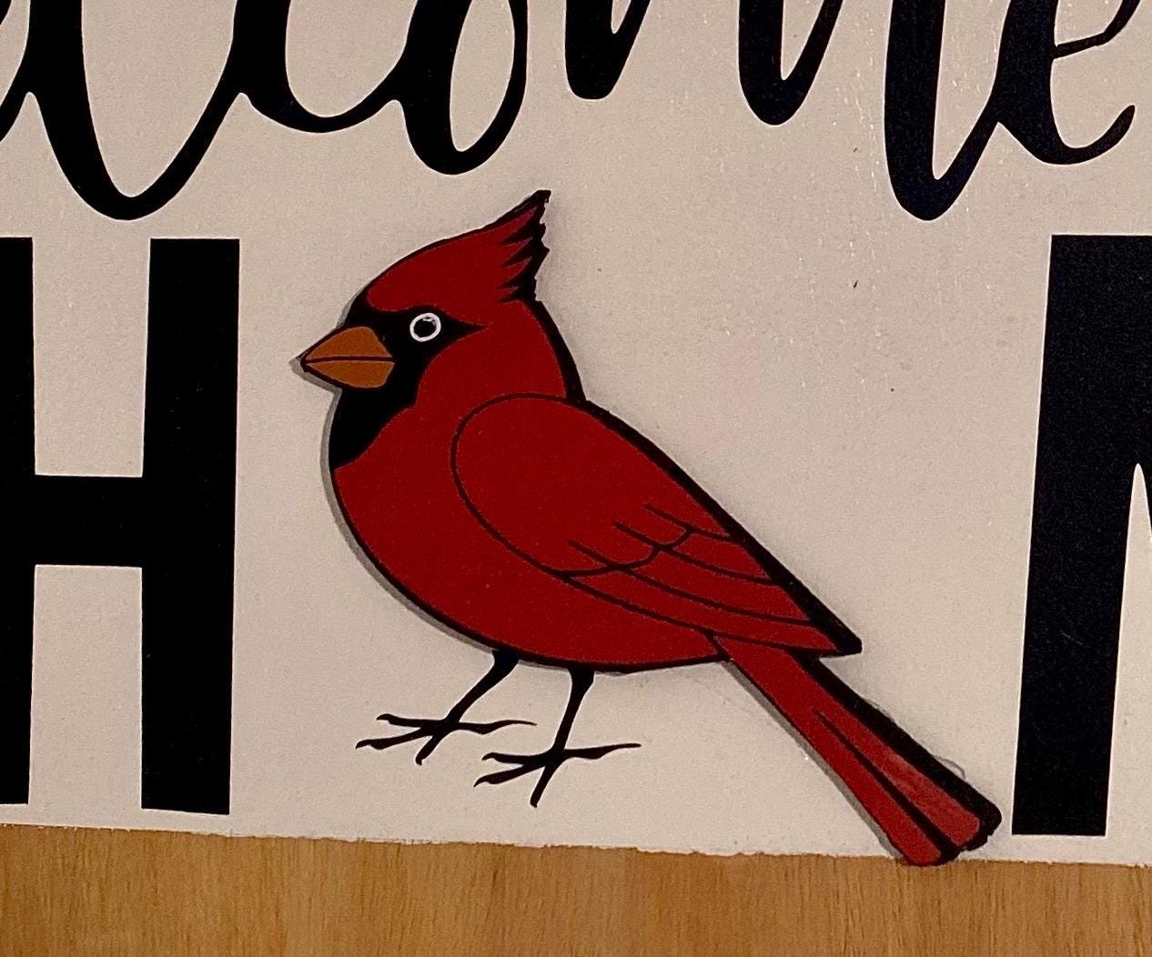 Welcome Home Wooden Door Hanger: Cardinal & Red Bow, 18" Round - Etsy
