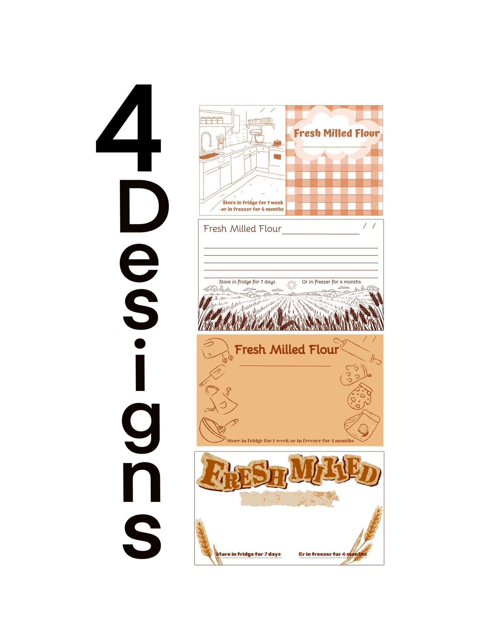 Recipe Cards PNG Digital Download Kitchen Dry Goods Mix Fresh Milled ...