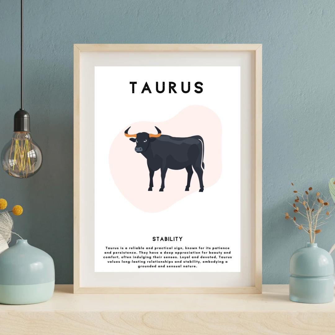 Taurus Art Digital Print Taurus Digital Print Bull Design Astrology Art ...
