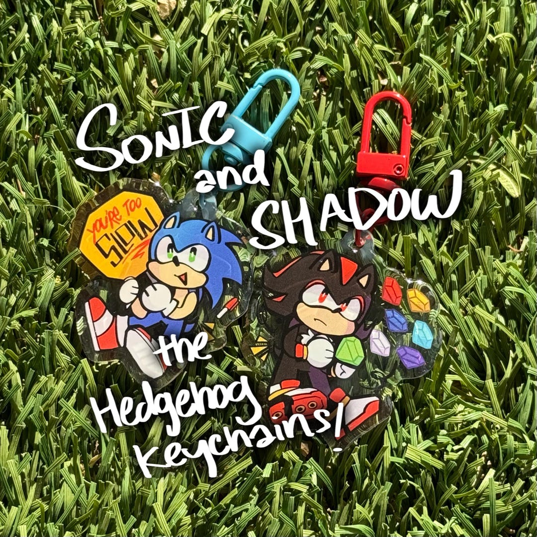 Sonic & Shadow the Hedgehog Keychains 2” - Etsy