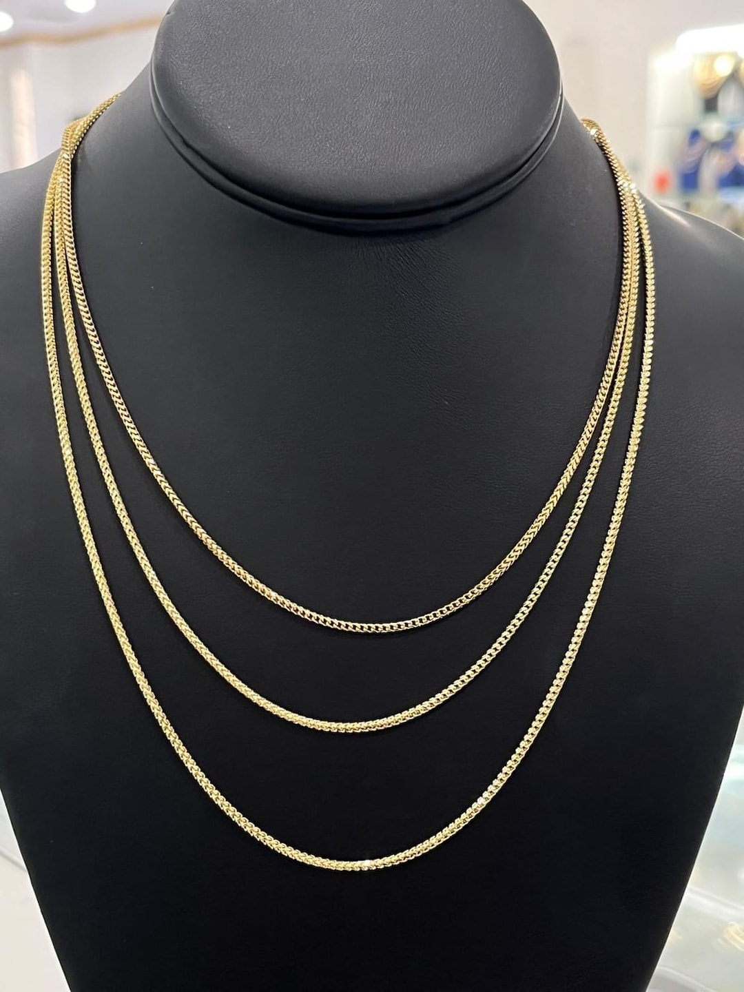 14k Solid Gold Franco Chains 2mm, Franco Link Necklace, Yellow Gold ...