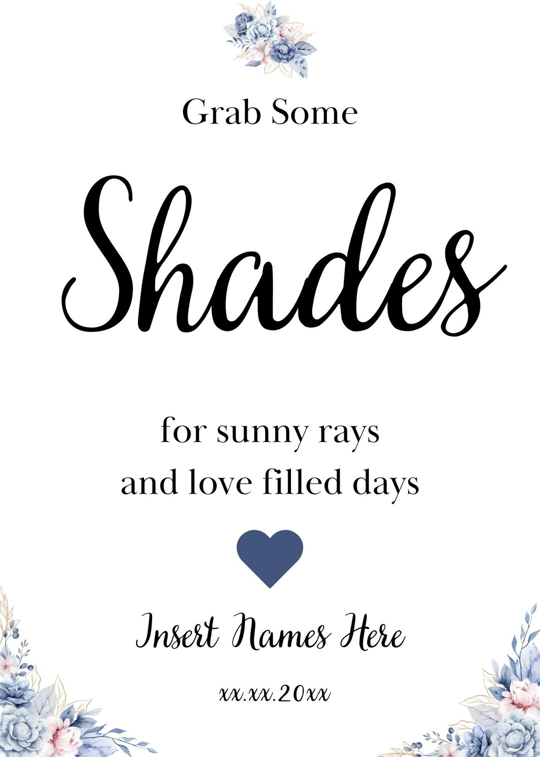 Blue Floral Grab Some Shades Sign 5inx7in - Etsy