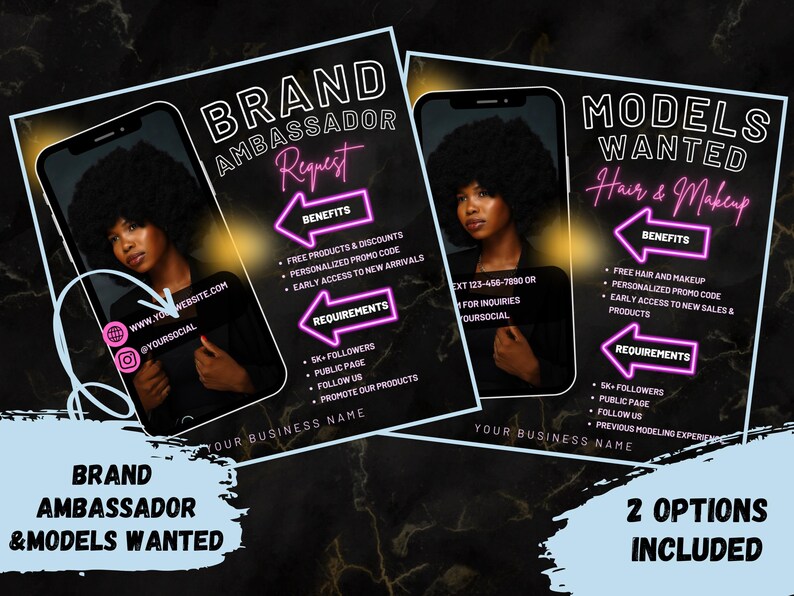 Editable Models Wanted Flyer Template, Hair Lashes Braid Makeup Model ...