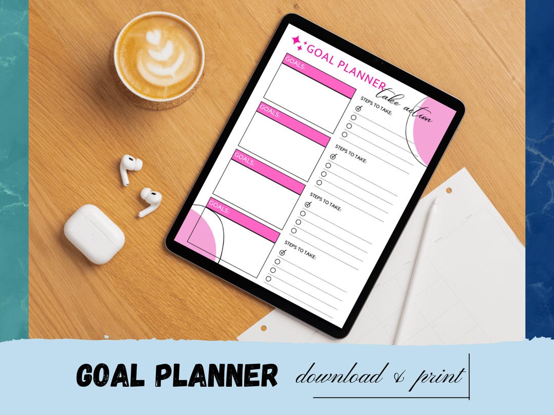 Pink Goal Planner Printable Template, Editable Canva Goal Planner ...