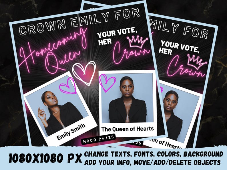 Homecoming Queen Campaign Flyer Template: Customizable HOCO Design ...