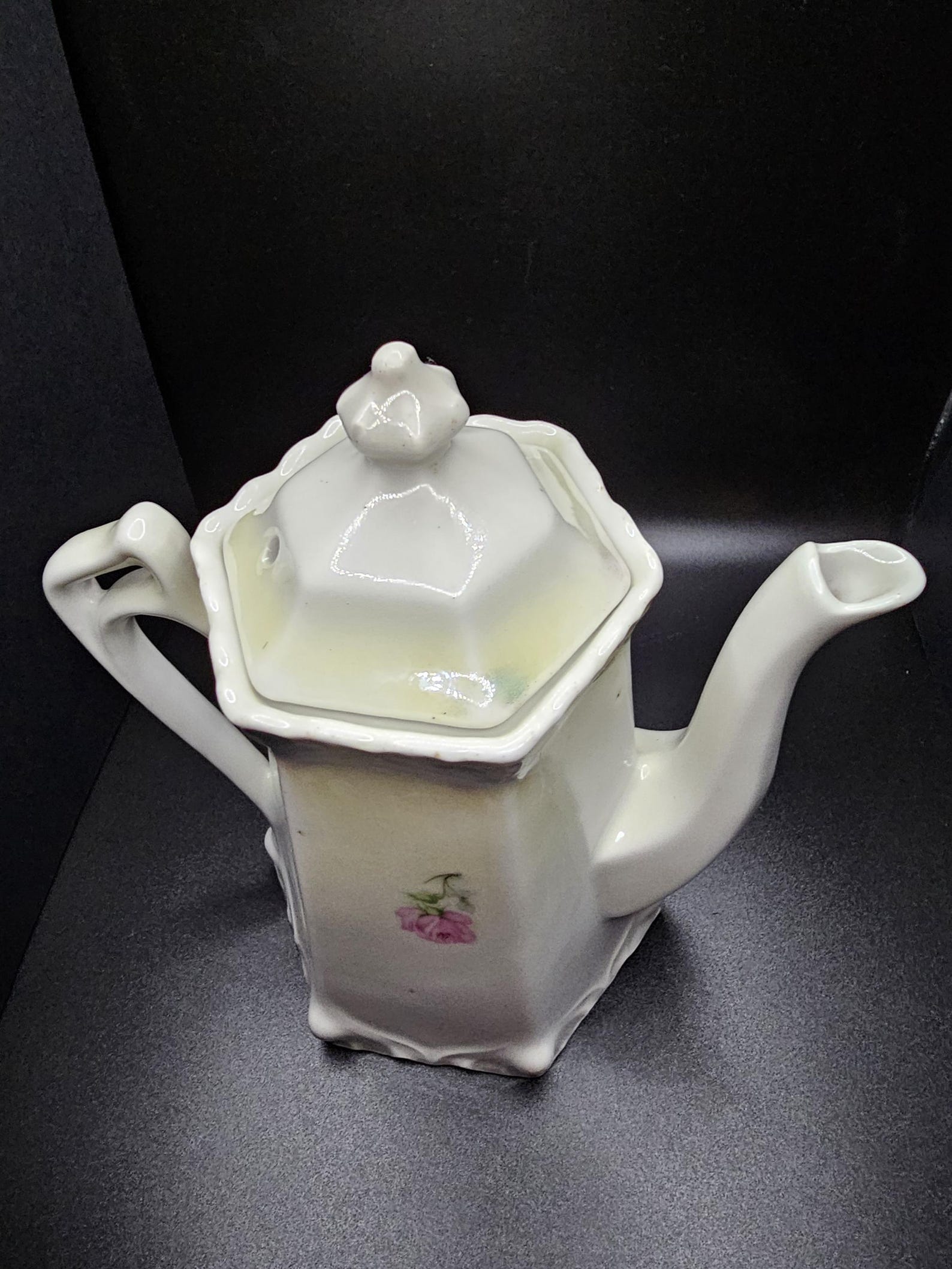 Antique German Teapot by Greiner and Herda, Hand-painted Pink & Yellow ...