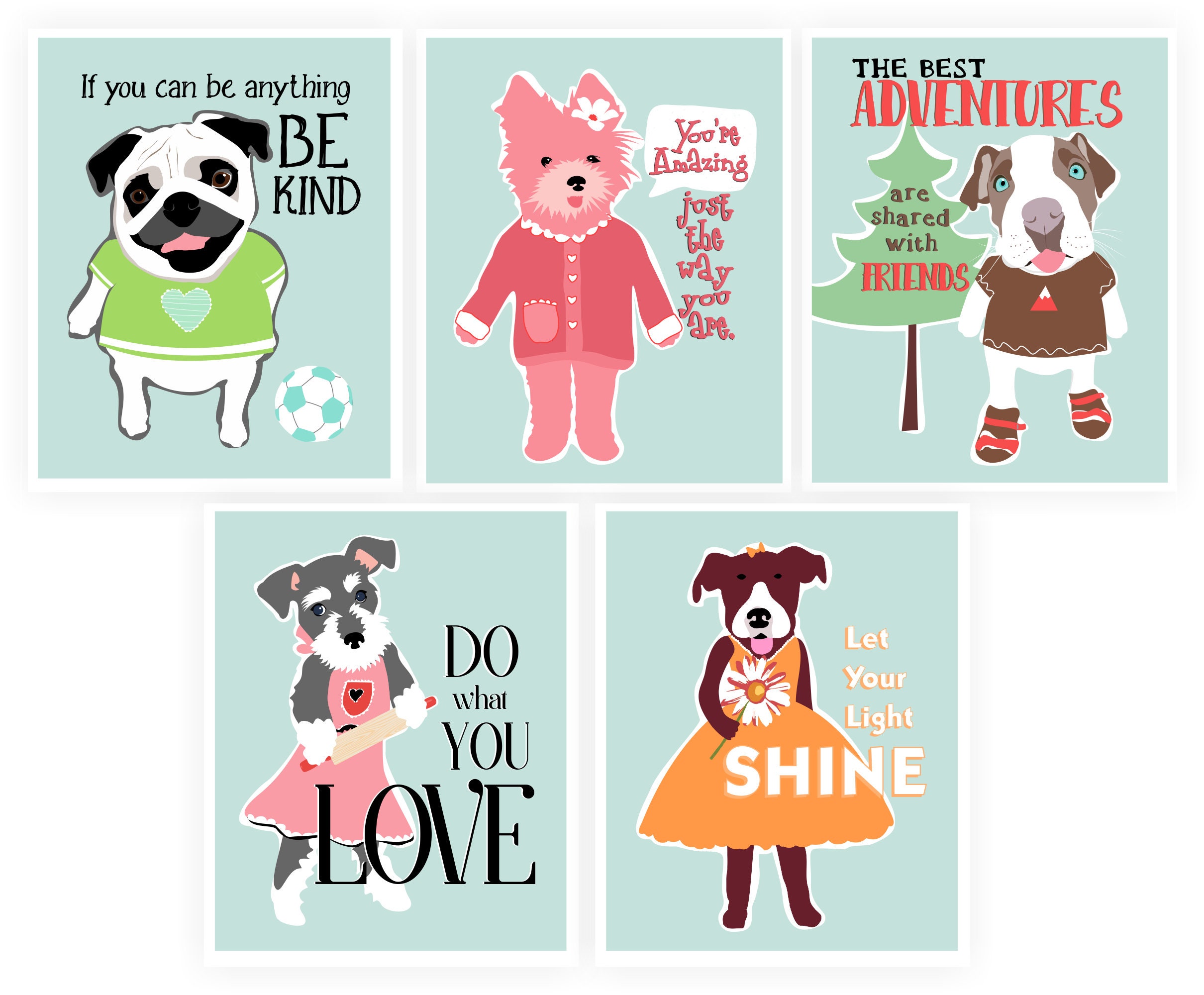 Cute Dog Art Pug Art Affirmation Poster for Kids Little | Etsy