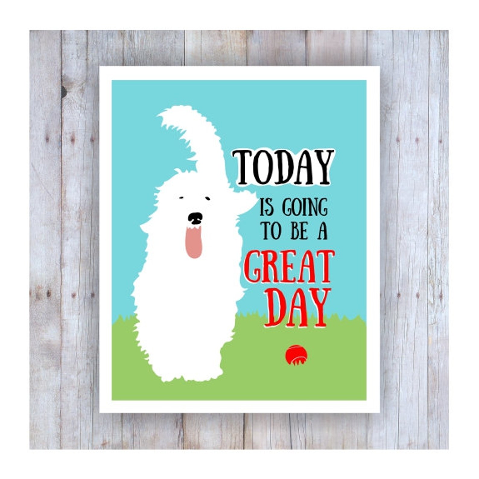 Dog Art Dog Poster Dog Print White Dog Inspirational Art | Etsy