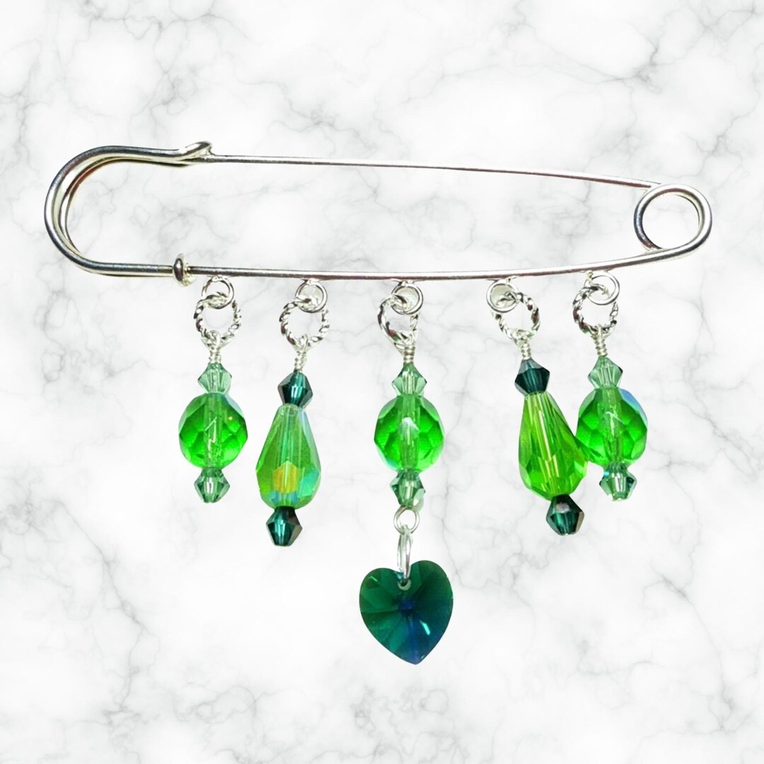 Emerald Green May Birthstone Crystal Accent Handmade Brooch Decorative ...