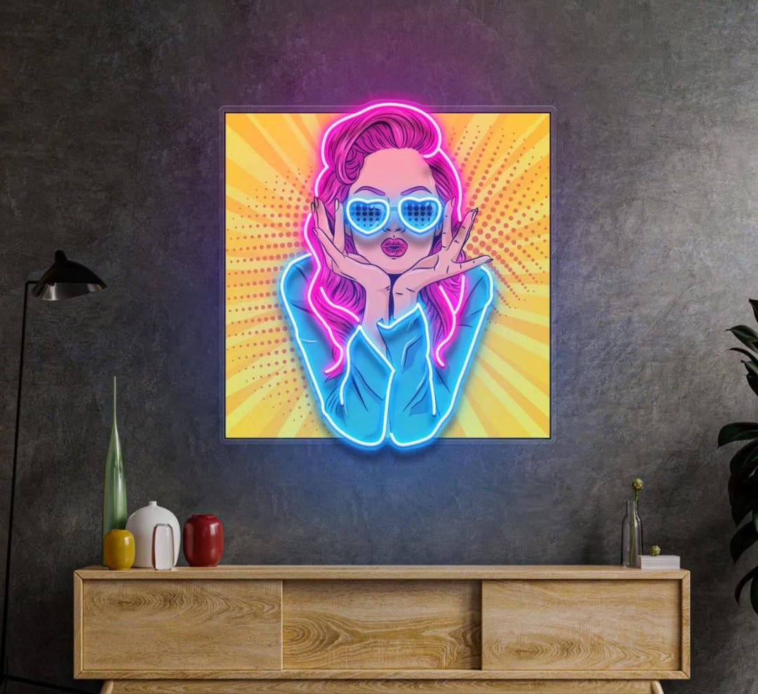 Woman Retro LED Neon Sign Light Pop Art, Neon Sign, Wall Decor, Perfect ...