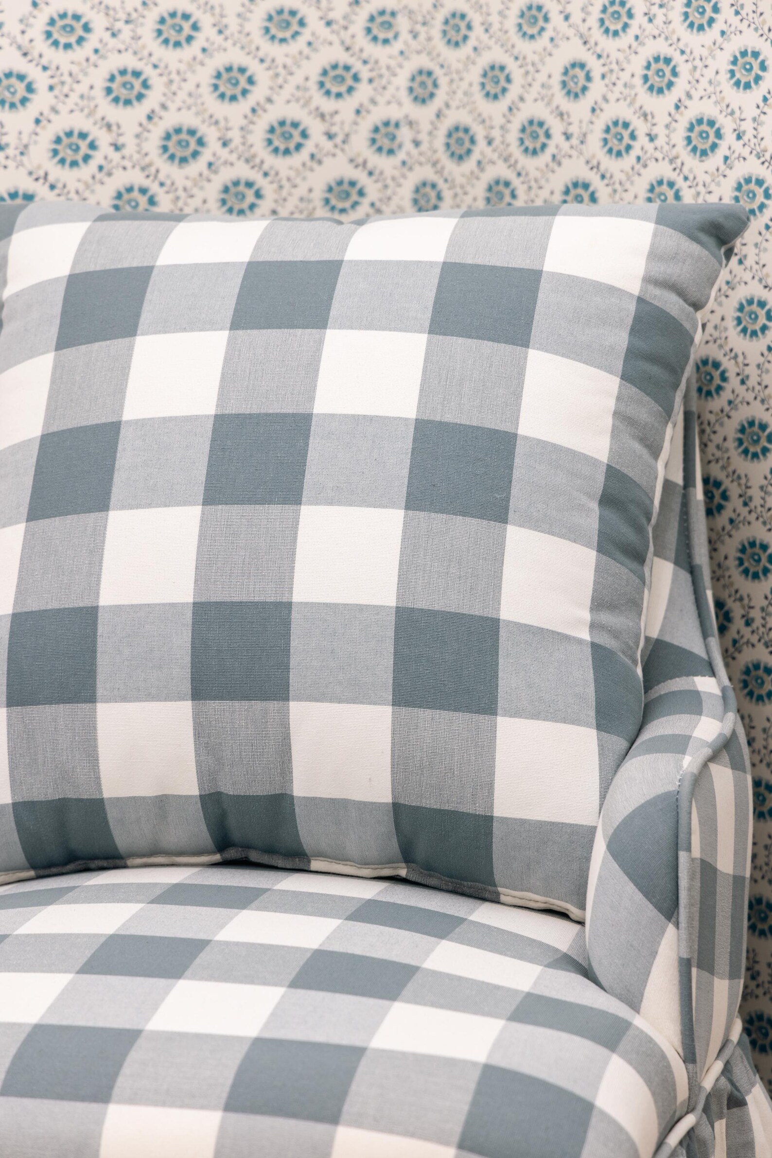 Childrens Upholstered Chair Blue Gingham - Etsy