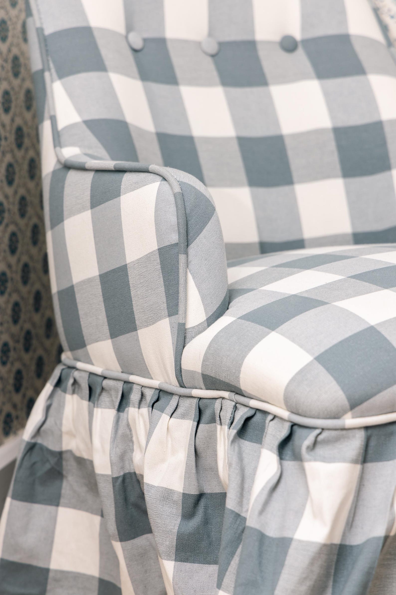 Childrens Upholstered Chair Blue Gingham - Etsy