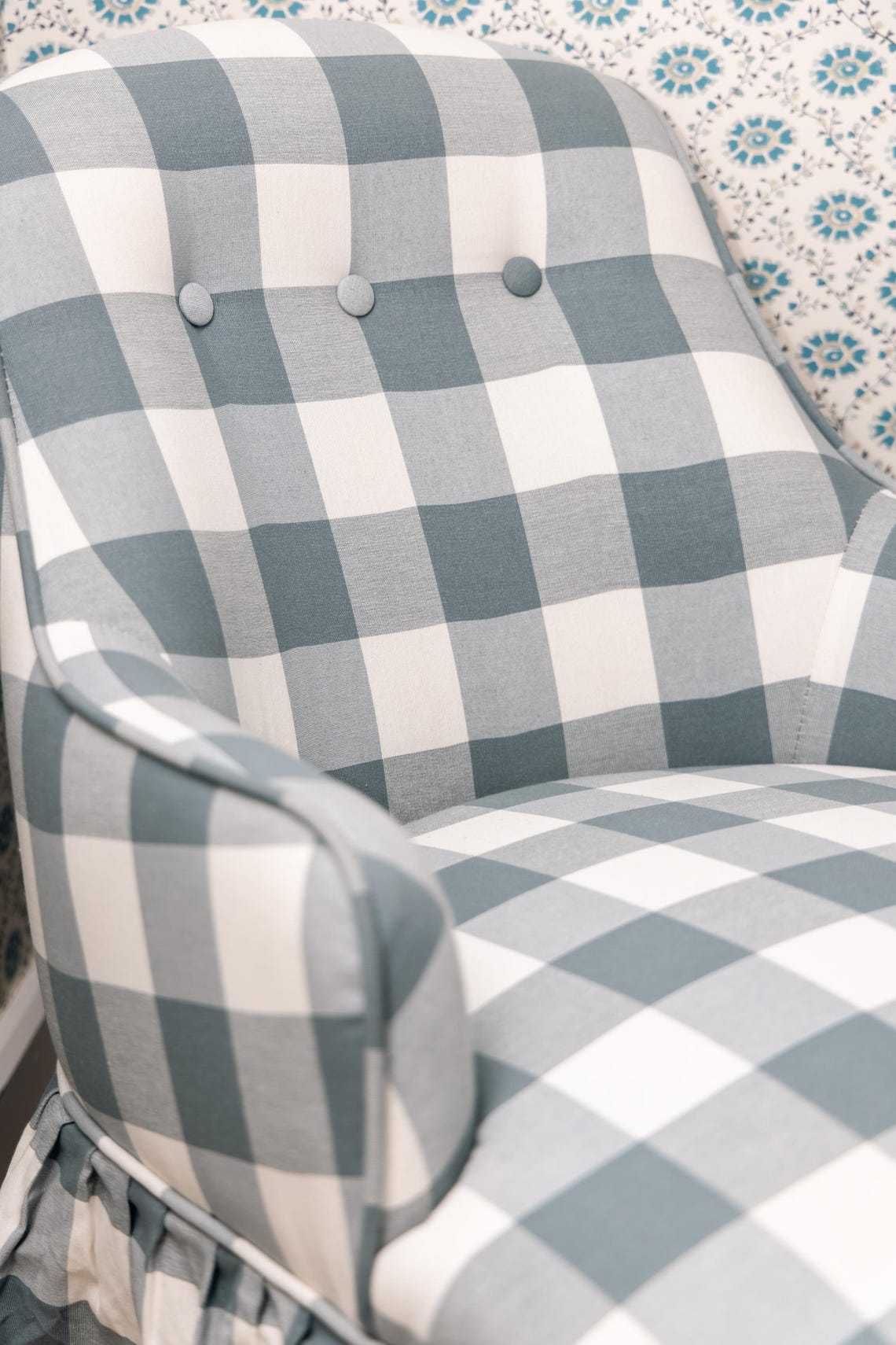 Childrens Upholstered Chair Blue Gingham - Etsy