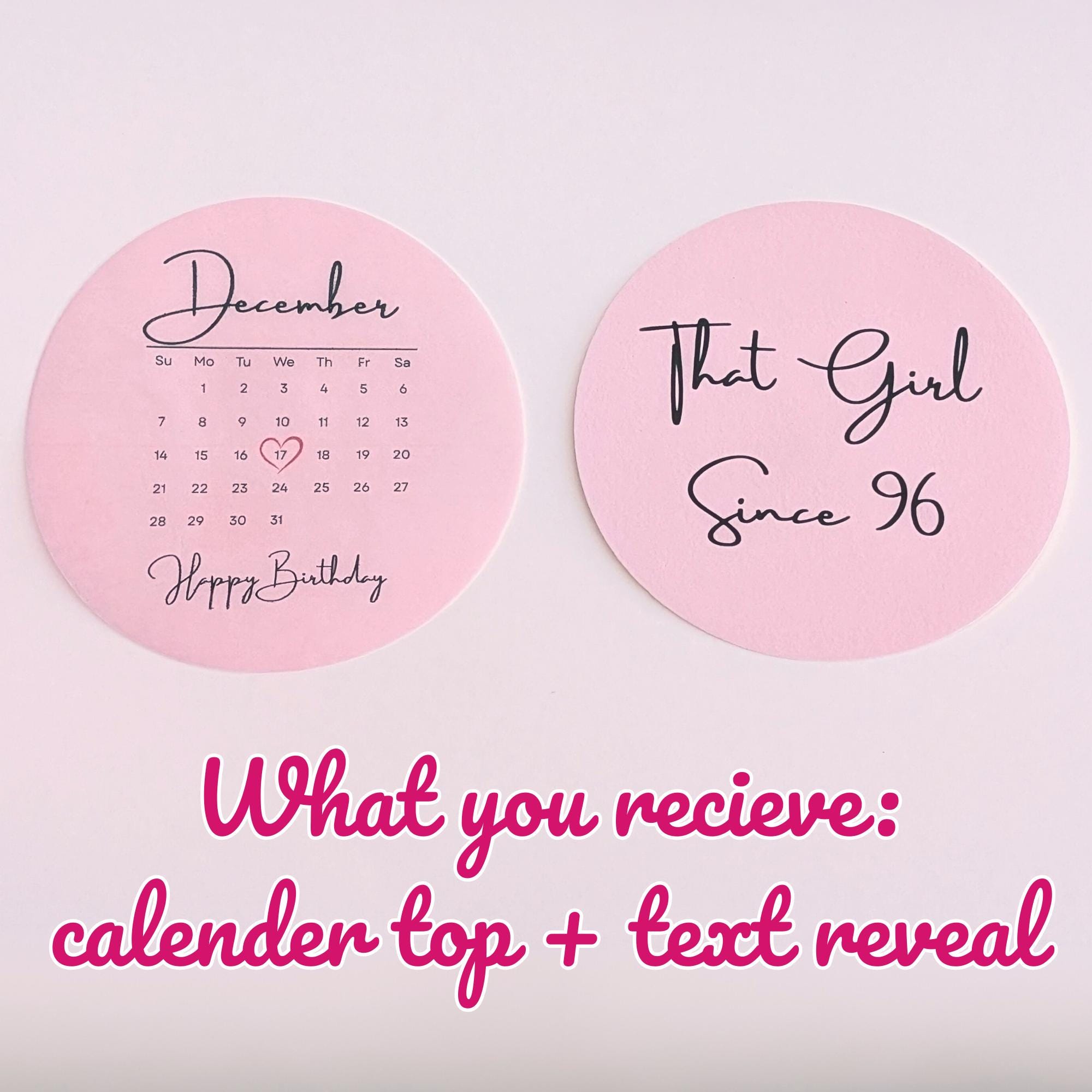 Personalized Calendar Reveal Cake Topper Set | Hidden Photo or Message ...