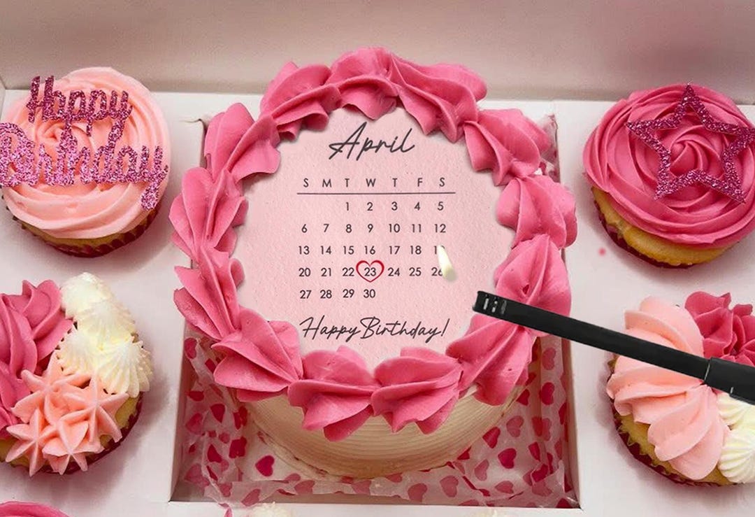 Custom Burn Away Cake Topper Set: Wafer Paper Calendar & Icing Sheet - Etsy