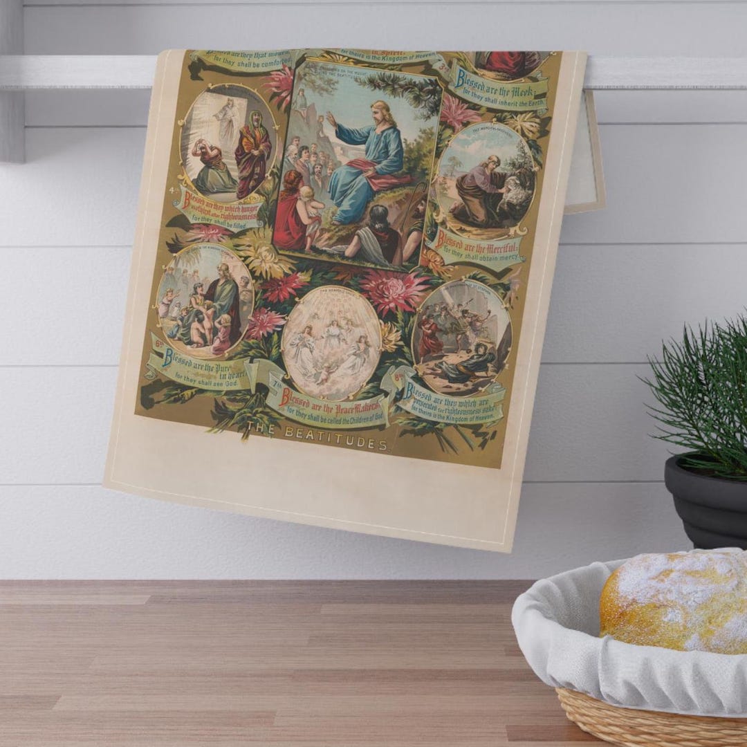 Beatitudes Tea Towel, Catholic Kitchen Decor, Religious Gift, Gift for ...