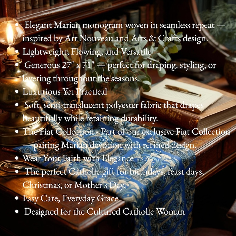 Marian Monogram Auspice Scarf – Elegant Catholic Marian Gift, Virgin ...