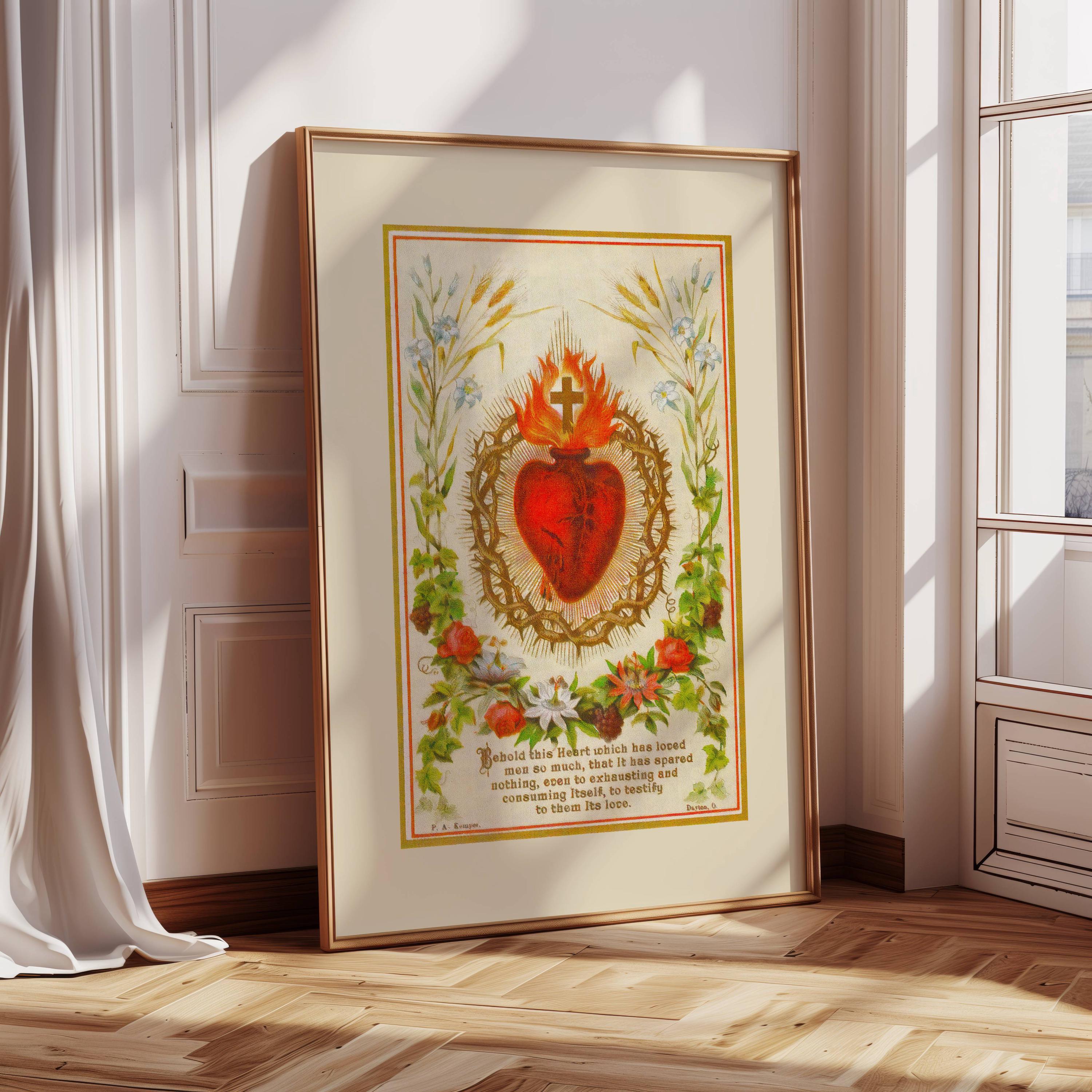Sacred Heart of Jesus Vintage Holy Card Print – Catholic Unframed ...