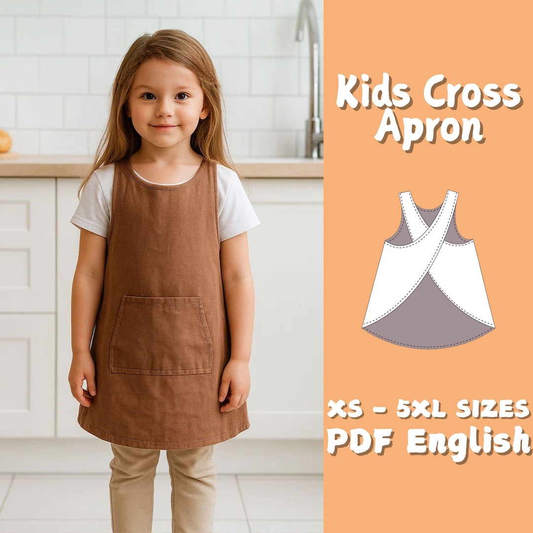 Kids Criss Crossback Apron PDF Sewing Pattern 2 - 16 Years Linen Apron ...