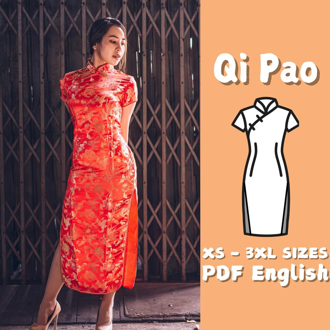 Women's Cheongsam Dress Sewing Pattern: Traditional Qi Pao, Maxi Split ...