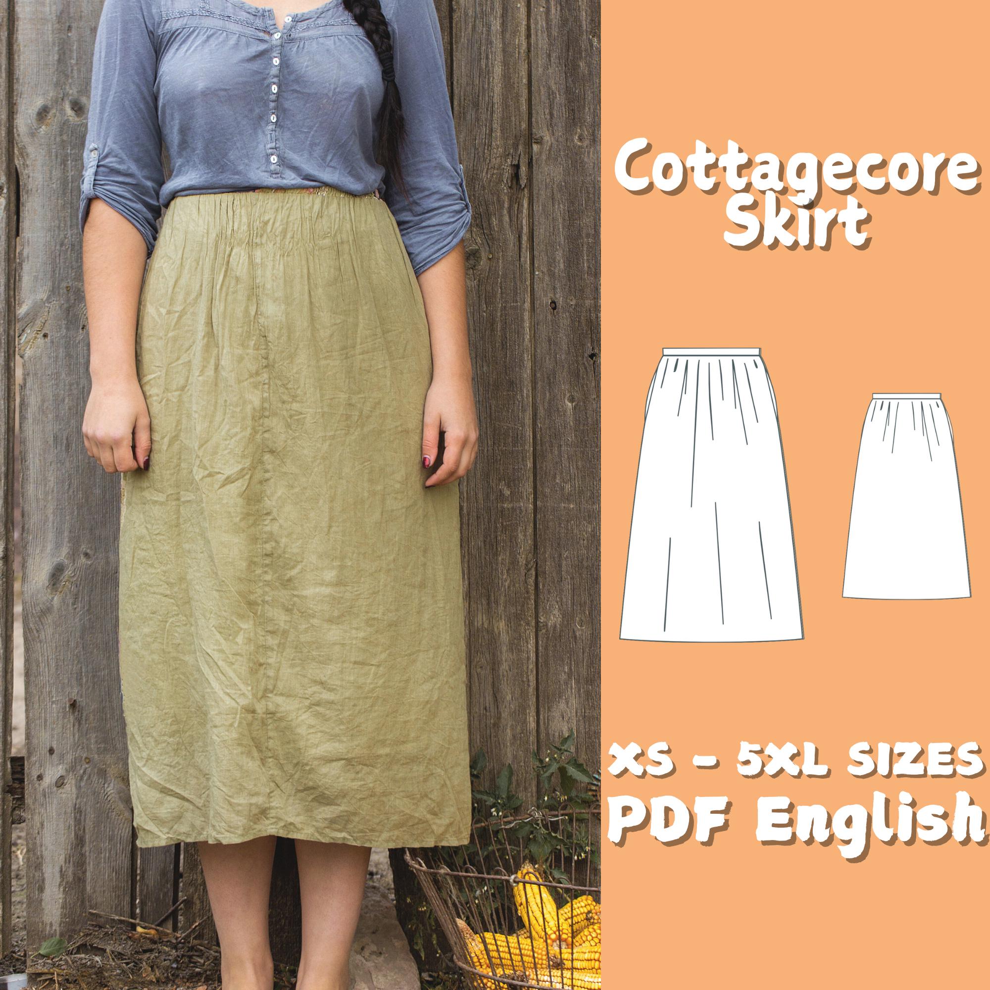 Cottagecore Skirt Sewing Pattern, Women Linen Skirt Pattern, Pocketed ...