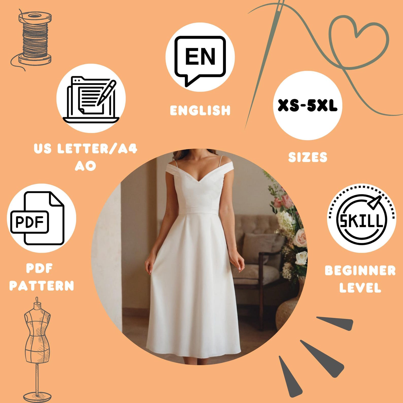 Bridal Gown Sewing Pattern: Corset V Neck Dress (PDF Pattern) - Etsy