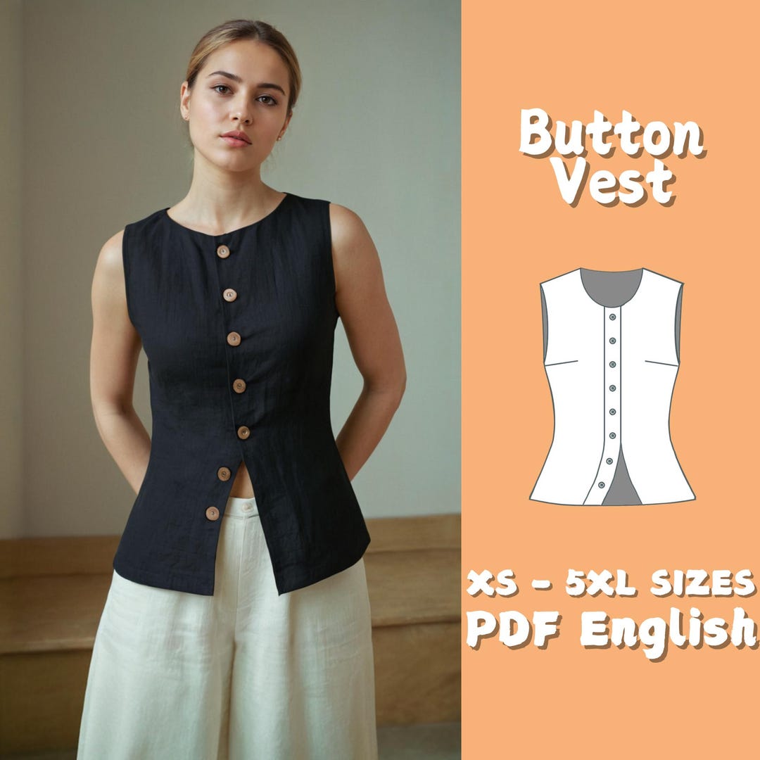 Linen Tank Top Sewing Pattern: Sleeveless Button Vest (PDF Pattern) - Etsy