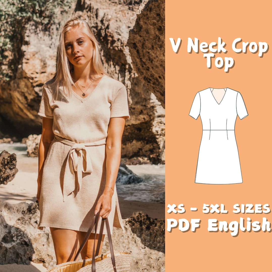 V-neck Linen Dress Sewing Pattern: Easy A-line, Beginner Friendly (PDF ...