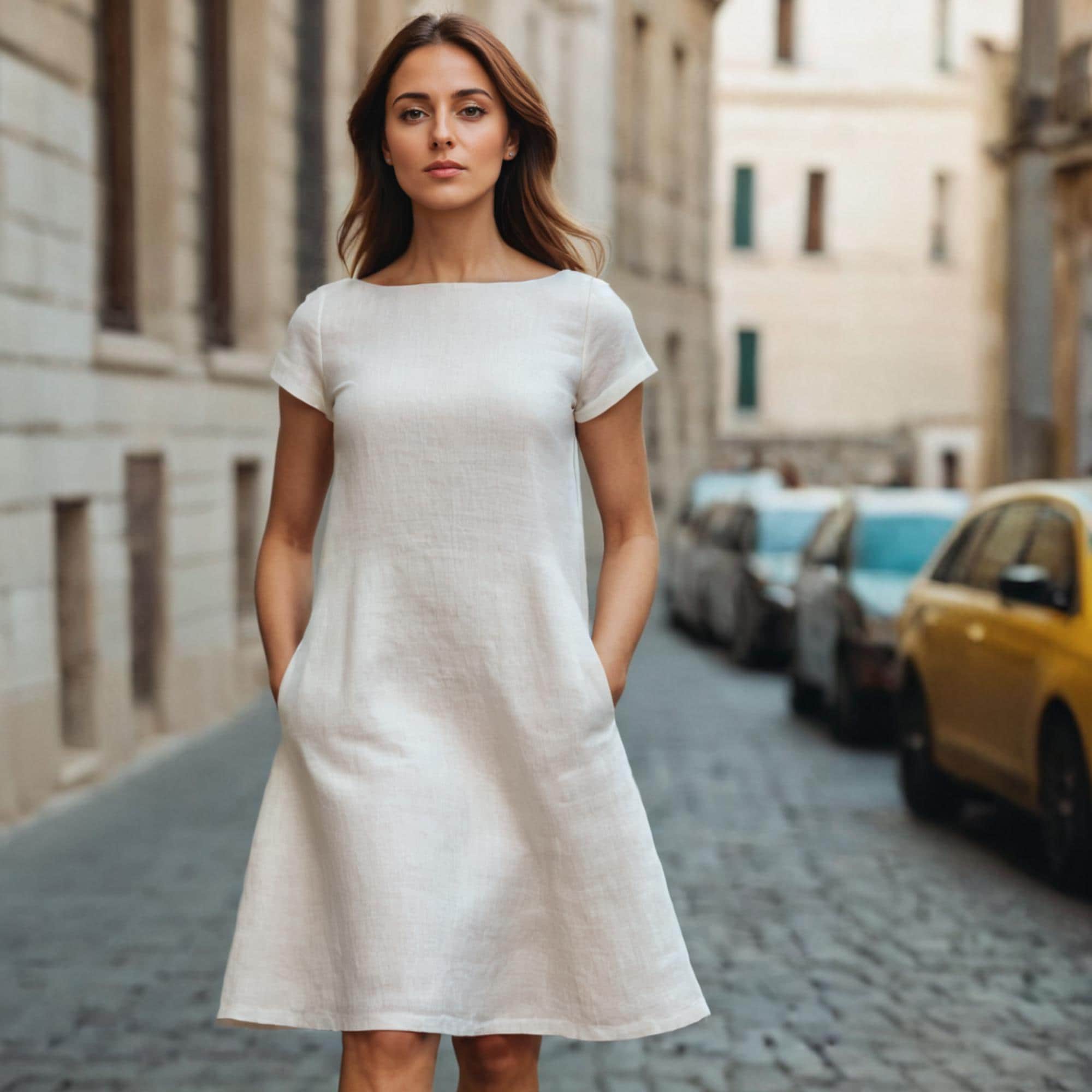 Linen Dress Sewing Pattern With Pockets: Beginner A-line Sundress (PDF ...