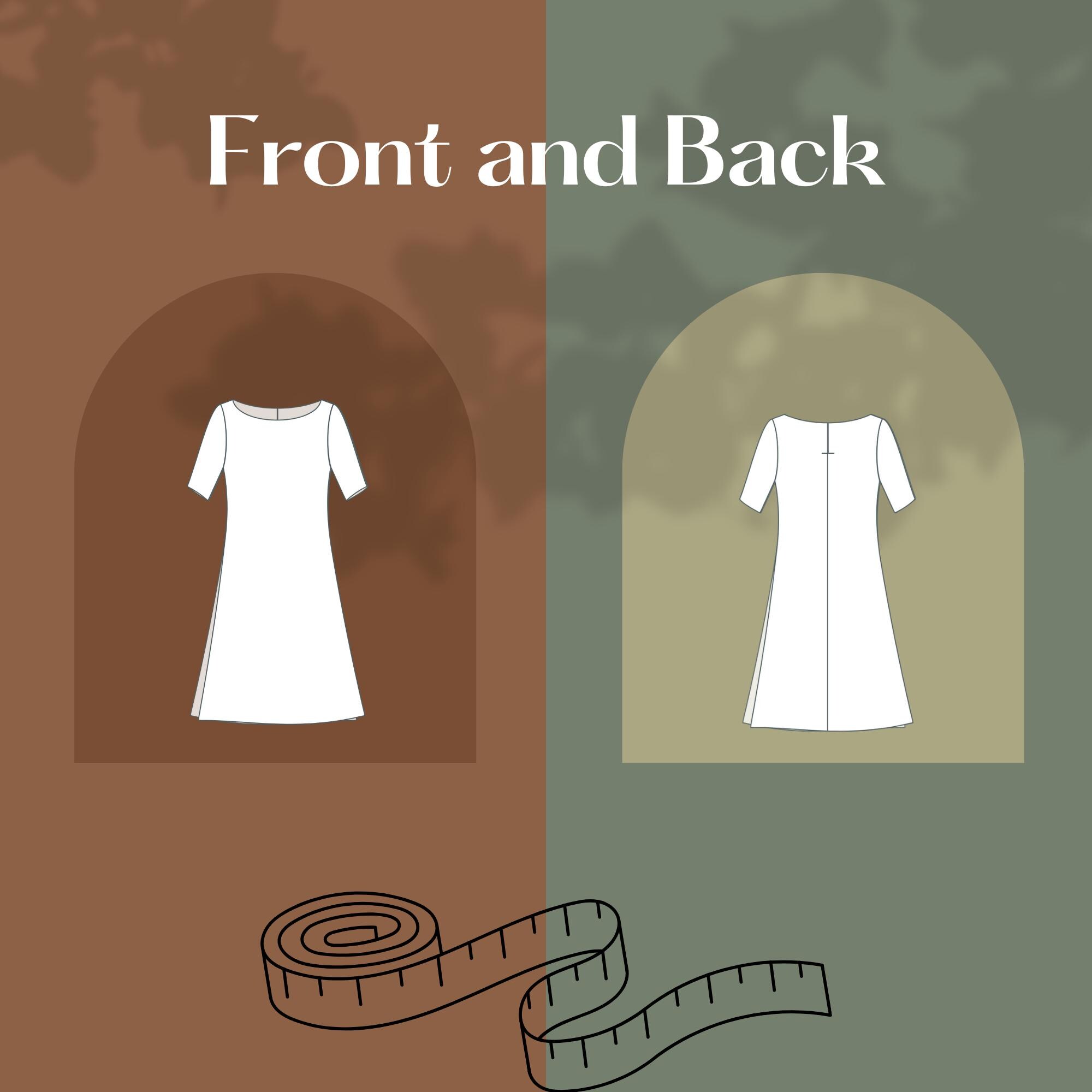 Linen A-line Dress Sewing Pattern: Half Sleeve Midi (PDF Pattern ...