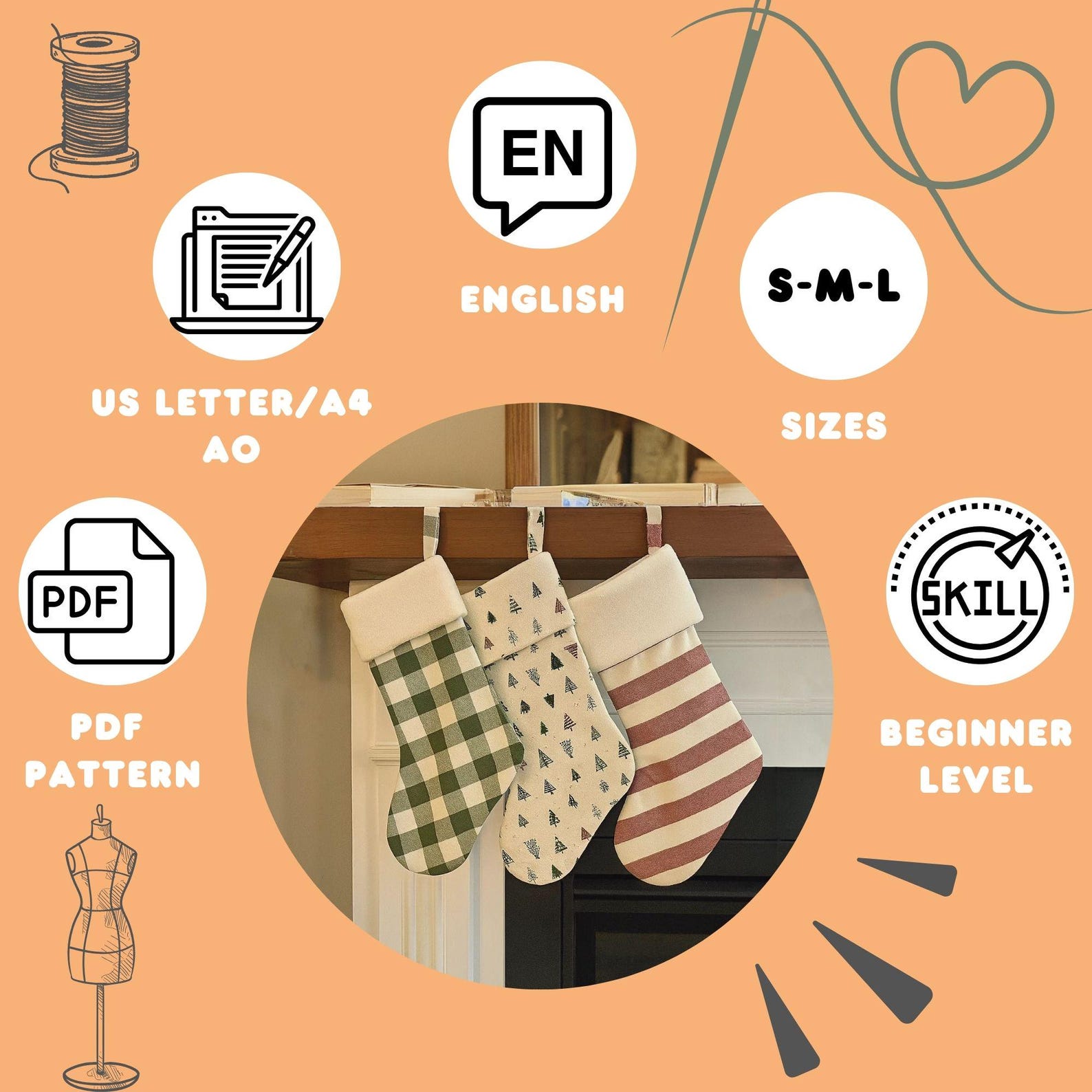 Christmas Stocking Sewing Pattern 3 Sizes - Etsy