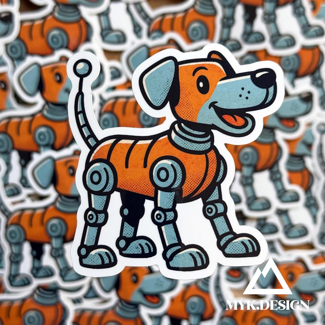 Sparky, the Robotic Puppy Best Friend | 3” Weatherproof Stickers - Etsy