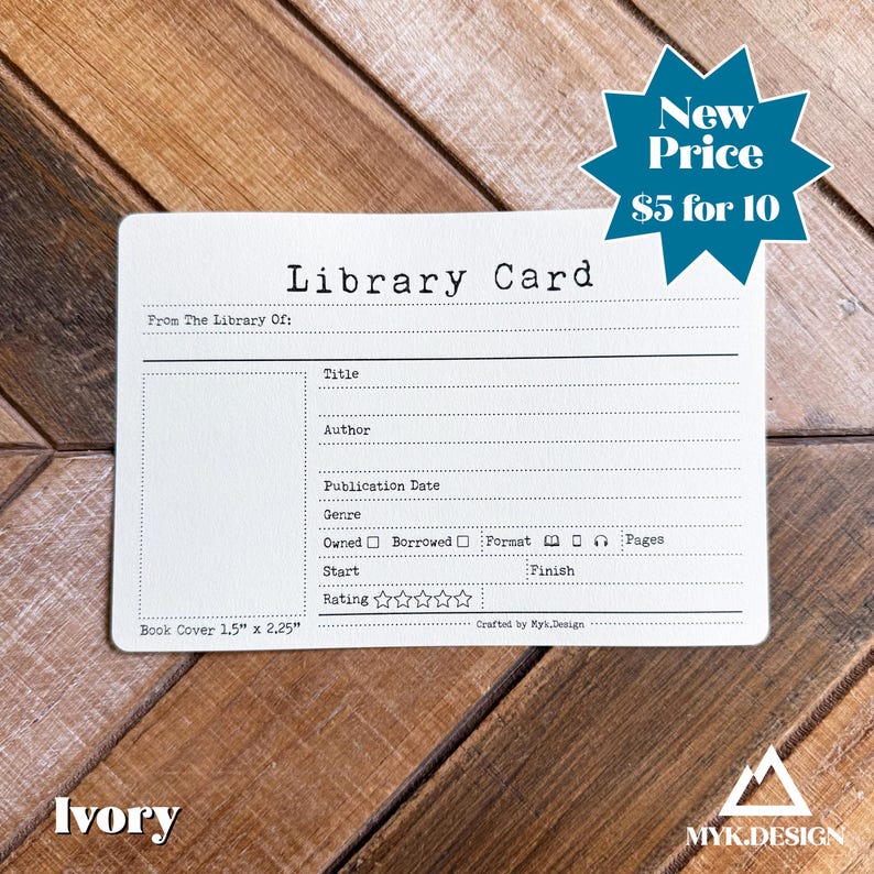 Ivory Library Cards Set of 10 | 4” X 6” | Sturdy Cardstock Notecards ...