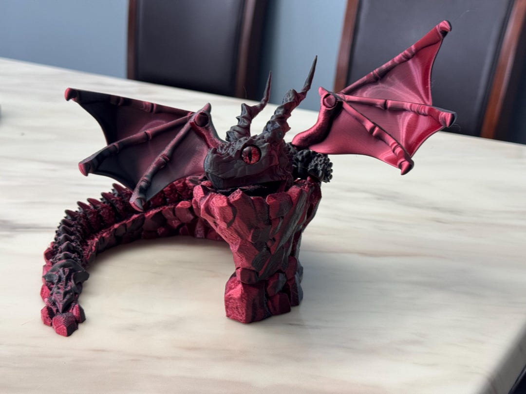 Dragon Display Base | Rock & Ocean Styles Holder | 3D Printed Stand ...