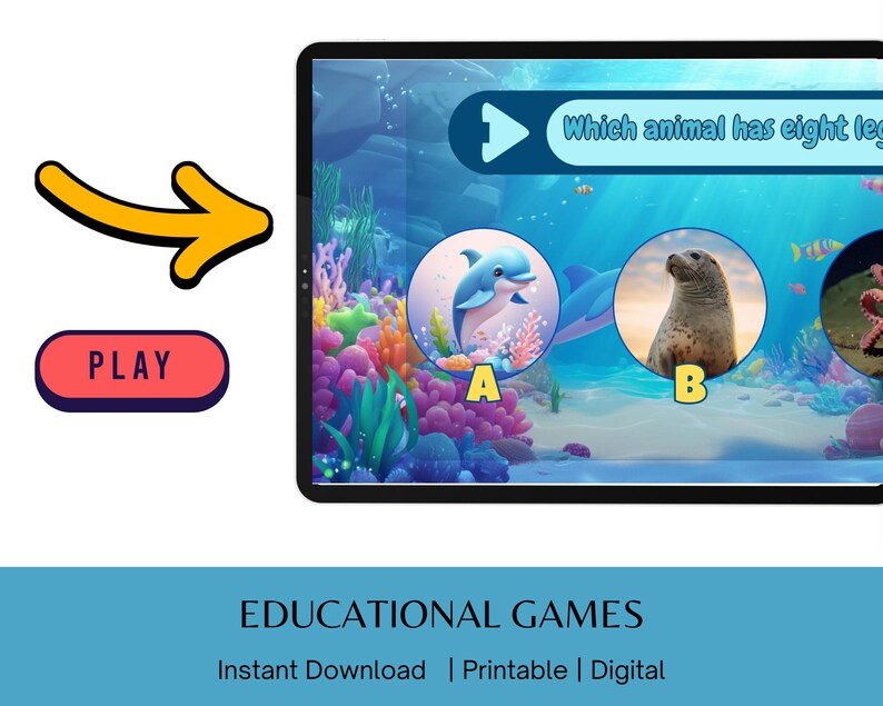 Exploring the Ocean Game for Kids, Printable & Digital Ocean Trivia ...