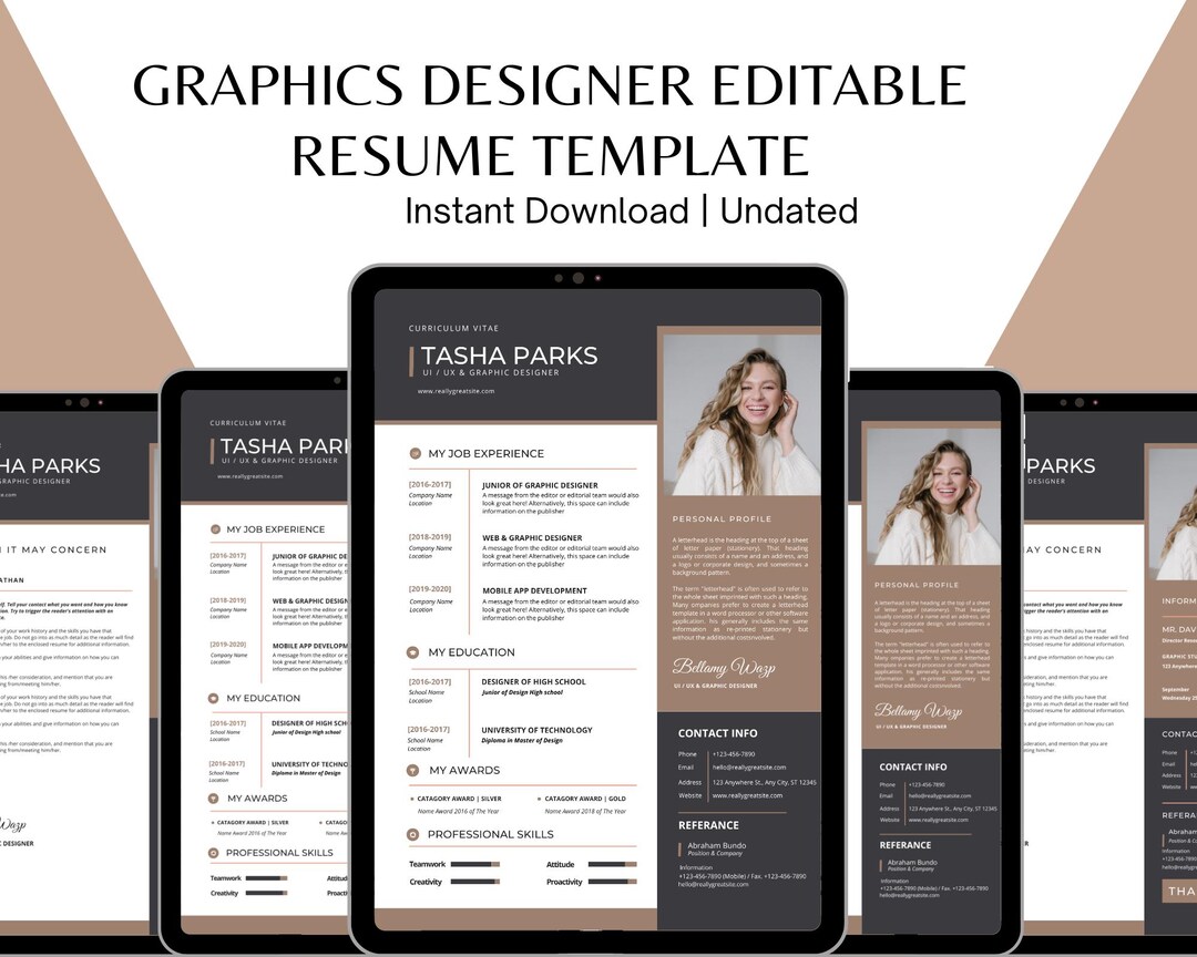 Graphic Designer Resume Template: Modern Canva CV (digital Download PDF ...