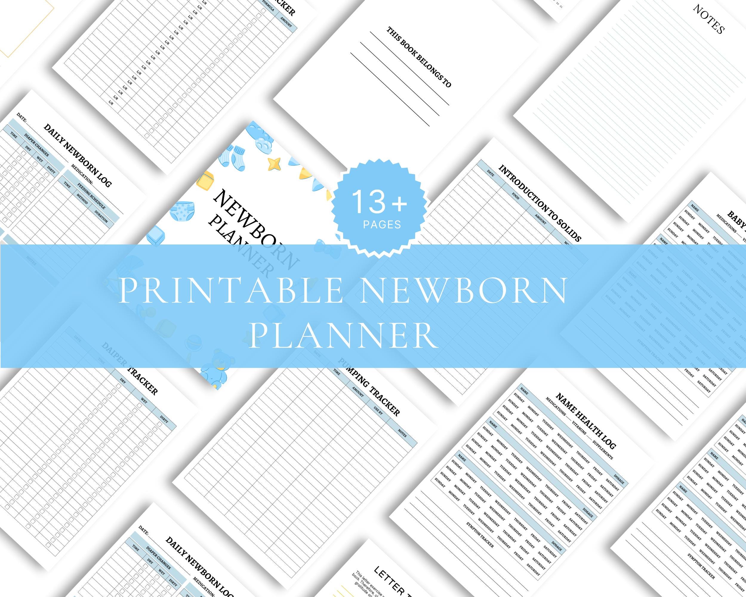 Newborn Planner Printable, Baby Care Tracker, Feeding & Sleep Log, New ...