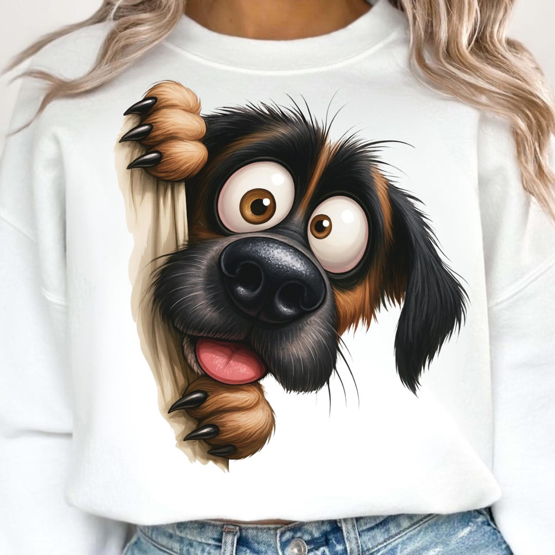 Funny Cartoon Dog Peek PNG: Pet Lover Sublimation Design (digital ...