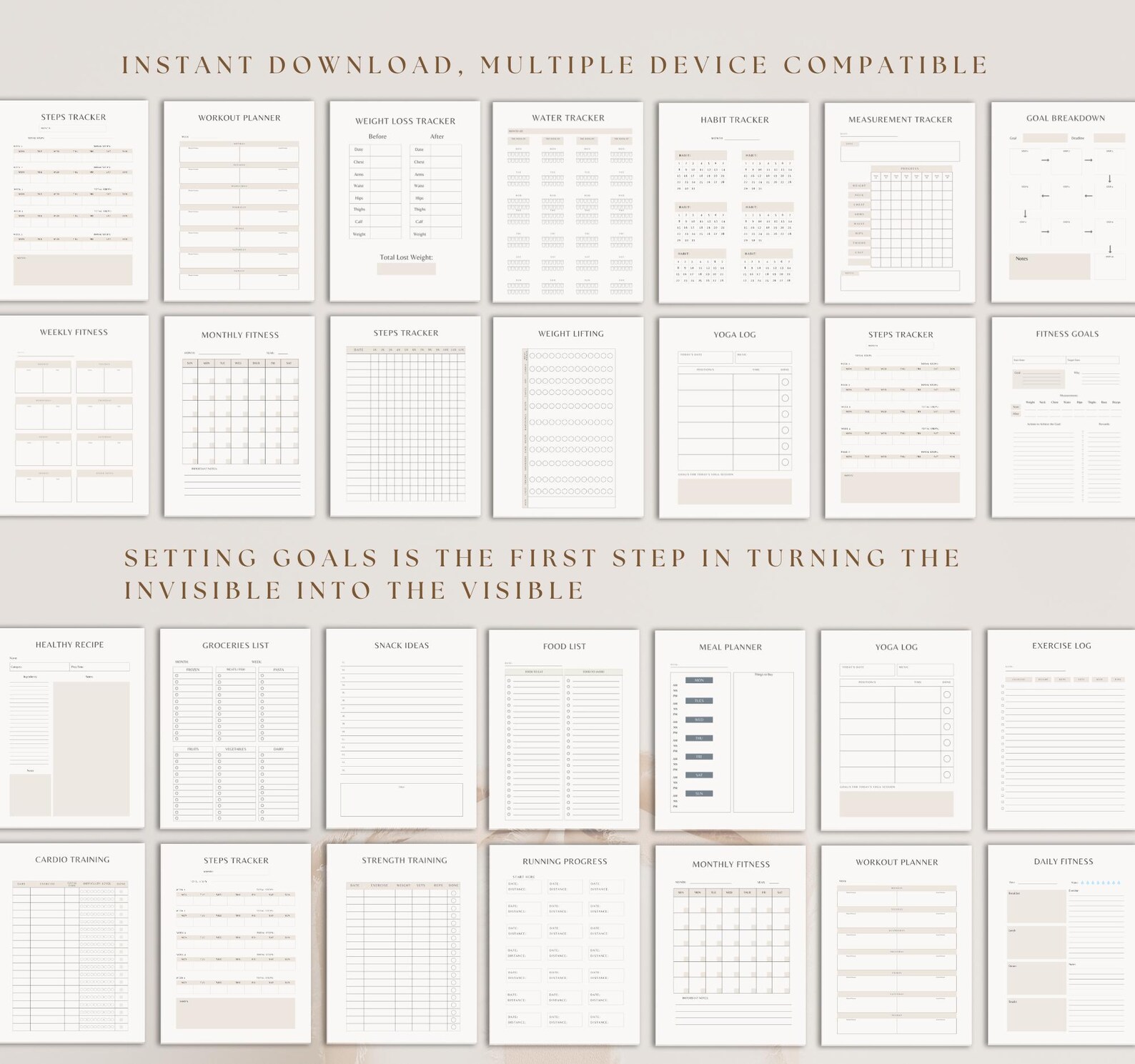 Digital Fitness Planner With Workout & Meal Tracker | Hyperlinked ...